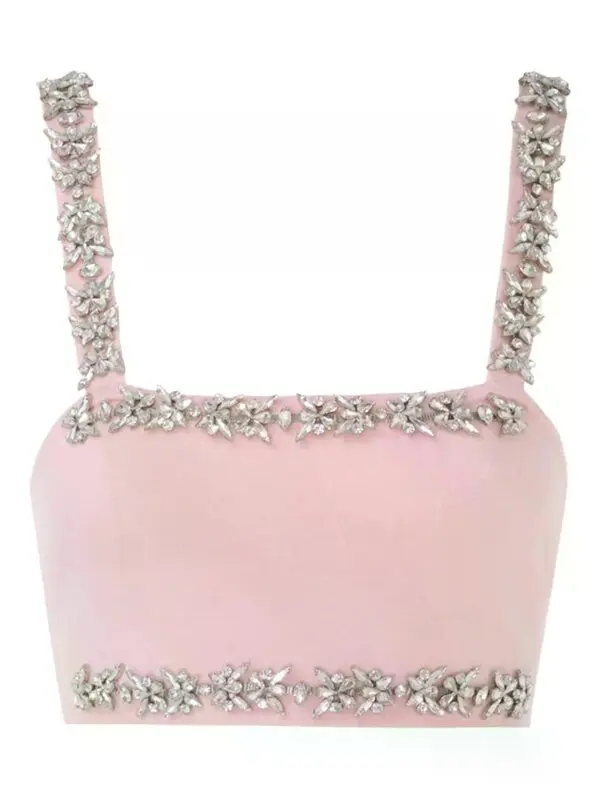 Zimmermann Square-neck Crystal-embellished Top - Pink