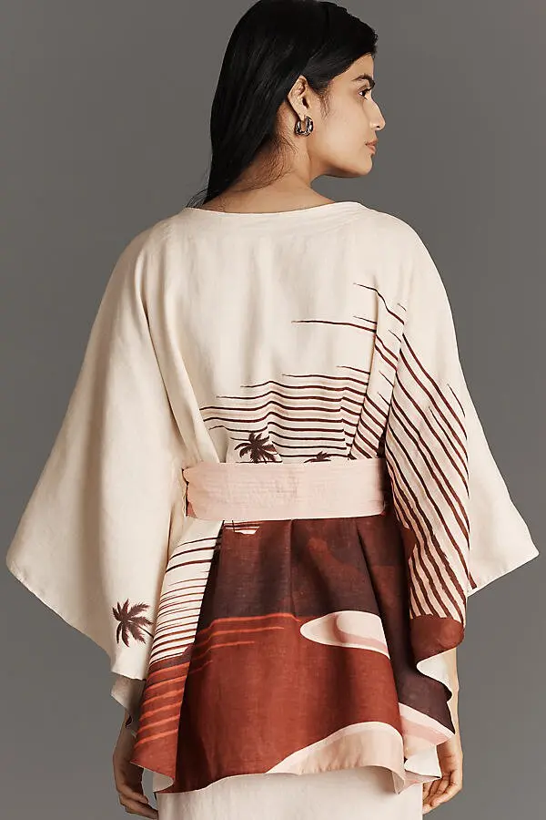 Juan De Dios Cavalo Linen Reversible Poncho Top
