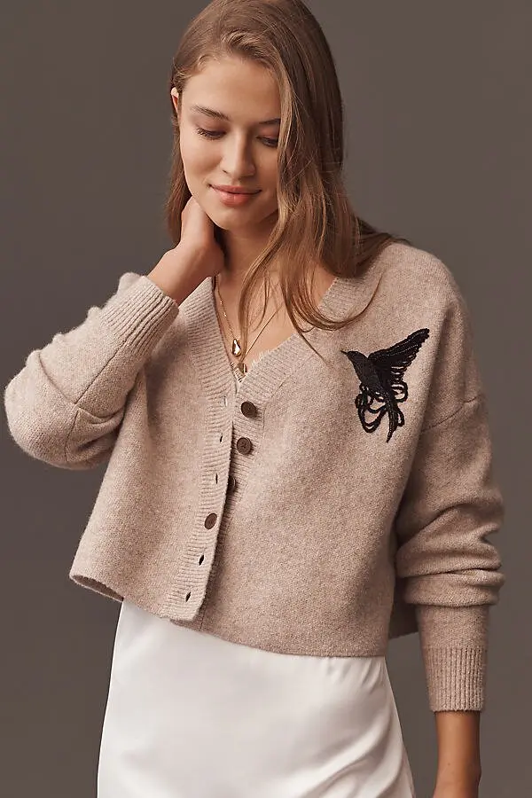Anthropologie Raven Cardigan Sweater - Stone