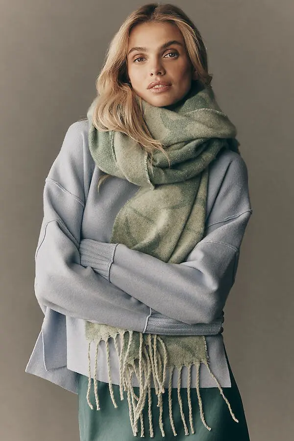 Maeve Brushed Frge Scarf - Green