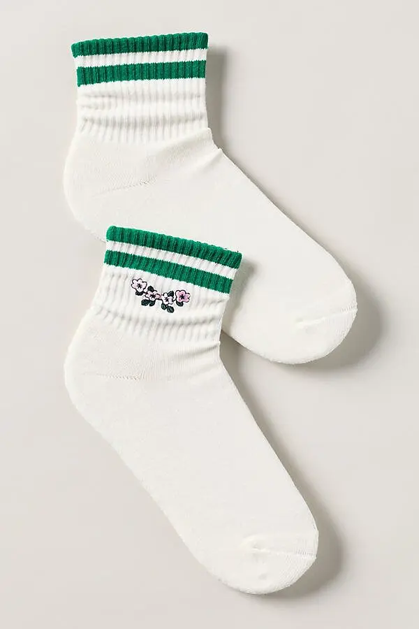 Anthropologie Sporty Floral Crew Socks - Kelly