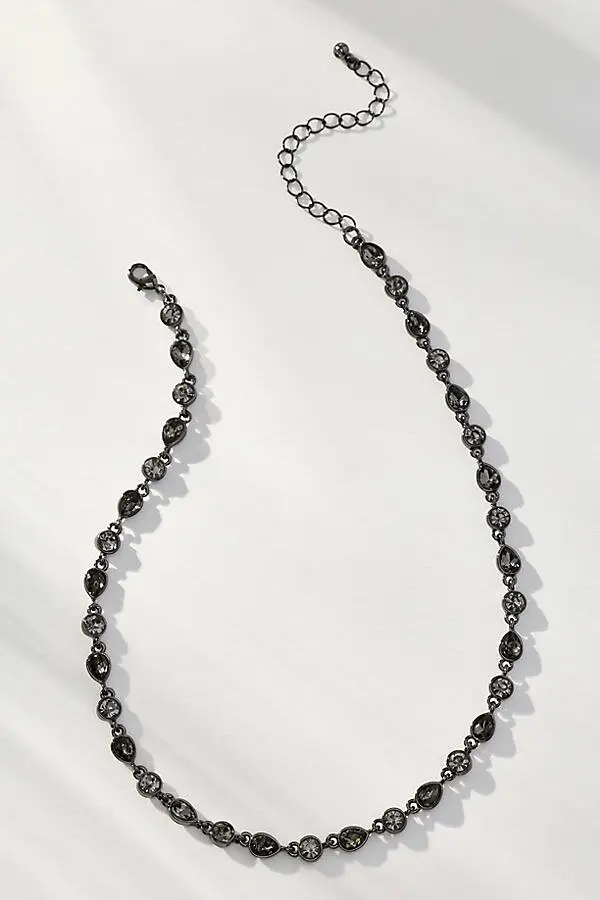 Anthropologie Short Crystal Necklace - Gunmetal