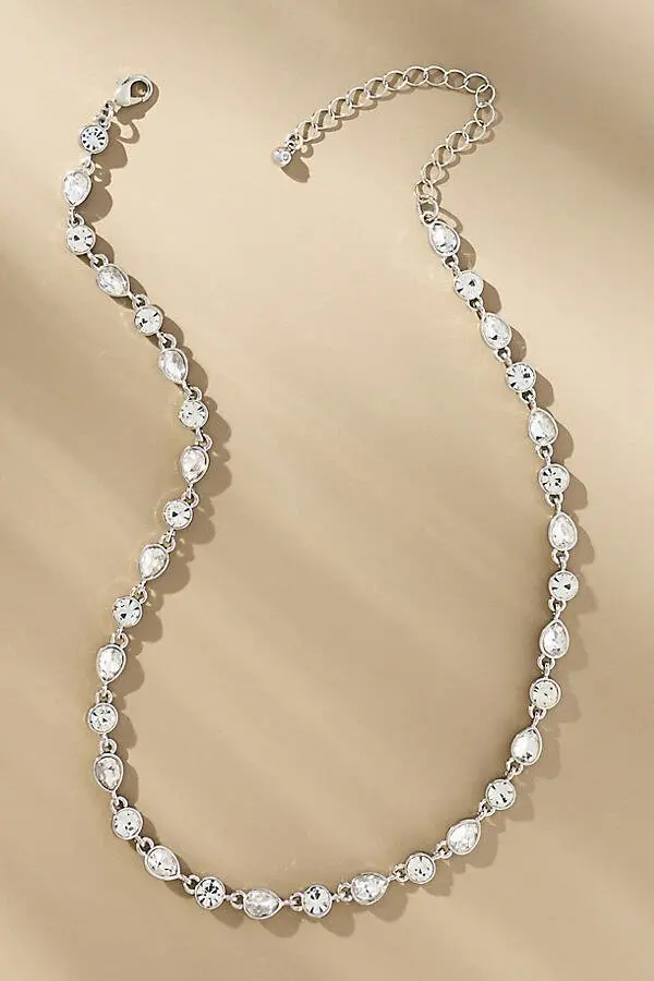 Anthropologie Short Crystal Necklace - Silver
