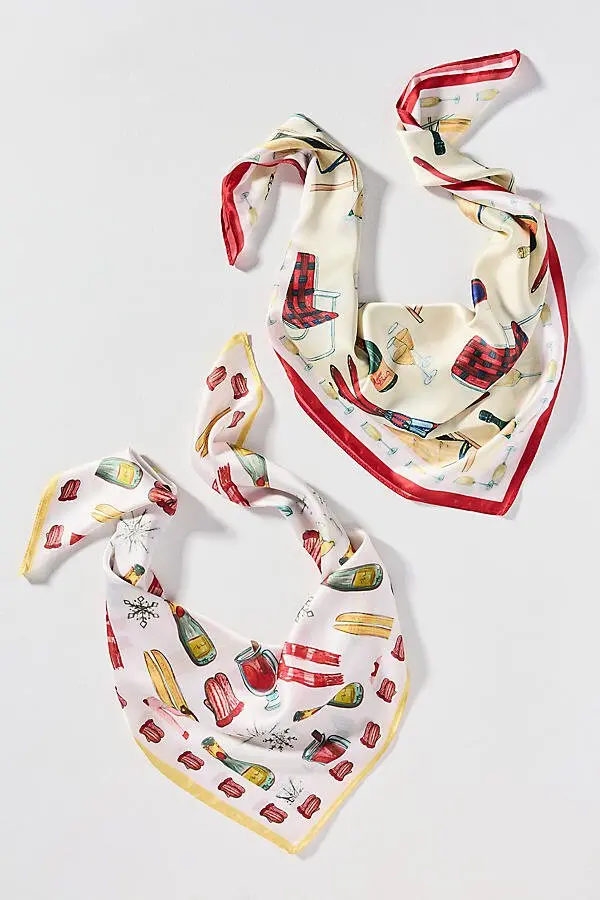 Anthropologie Nikki Ackerman X Hair Scarves Set Of 2 - Apres Ski