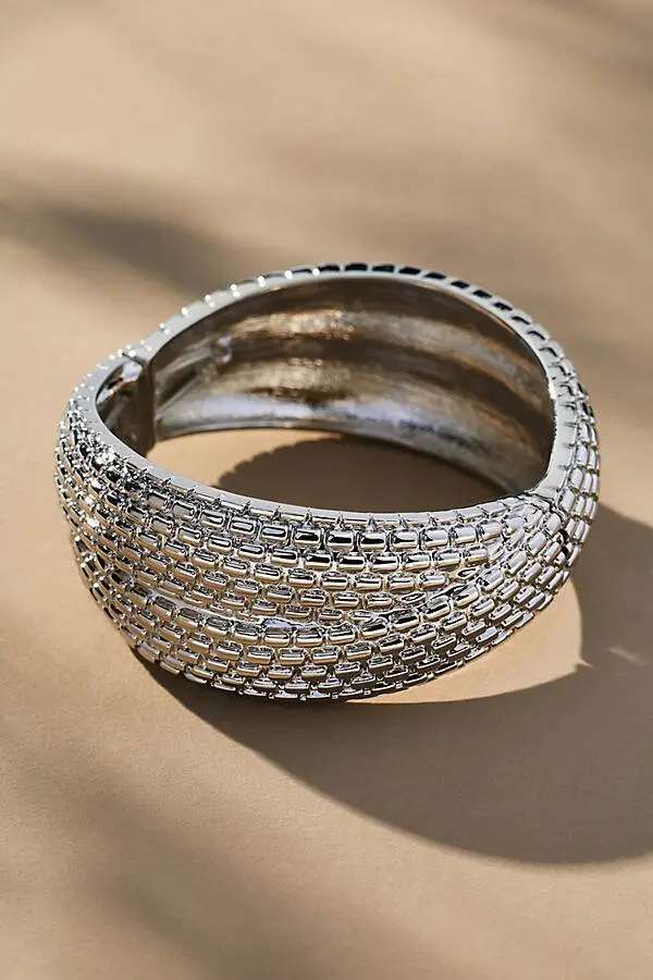 Anthropologie Textured Bangle Bracelet - Silver
