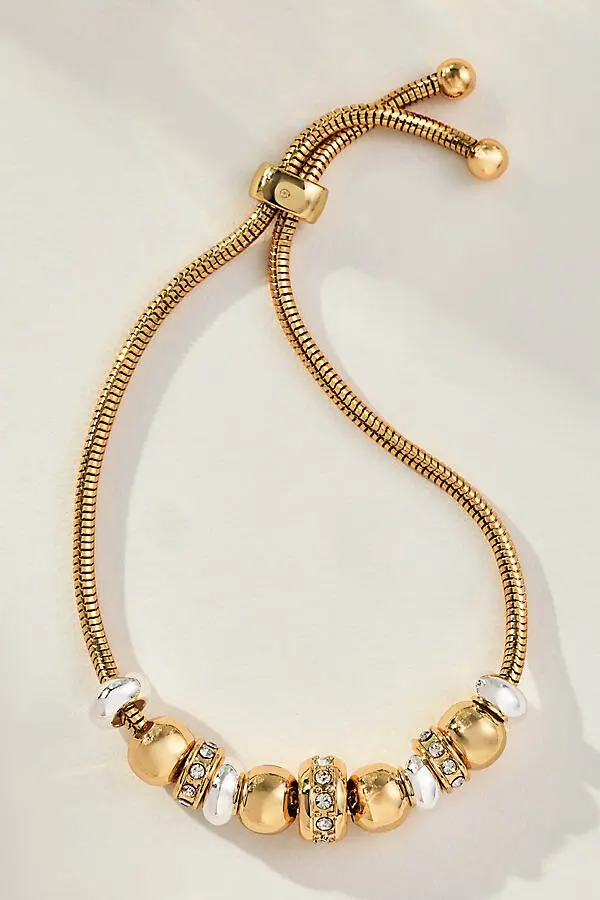 Anthropologie Delicate Charm Slider Bracelet - Gold & Silver
