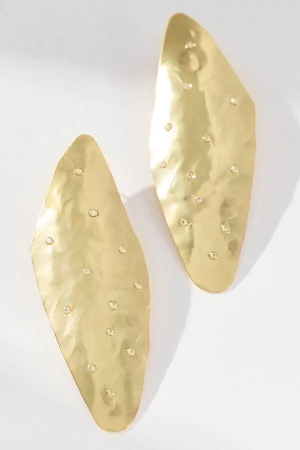 Anthropologie Mod Hammered Drop Earrings - Gold