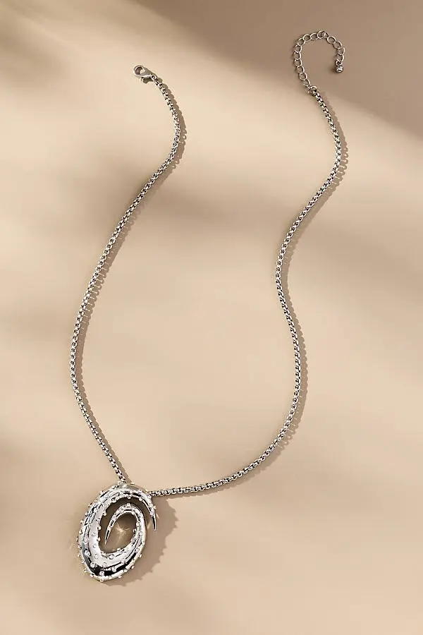 Anthropologie Glitz Swirl Pendant Necklace - Silver