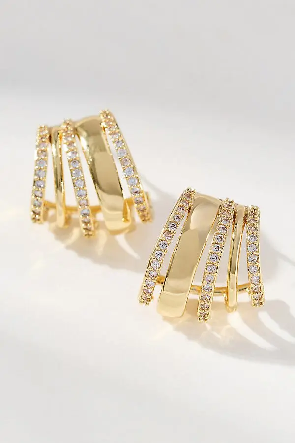 Anthropologie Delicate Crystal Earrings - Gold