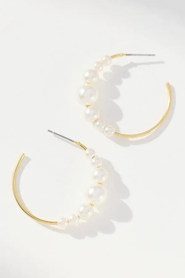 Anthropologie Hoop Earrings - Pearl