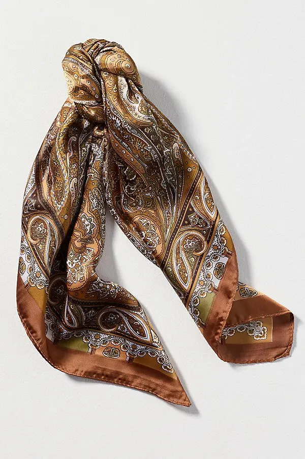 Anthropologie Scarf Hair Claw Clip - Brown Paisley