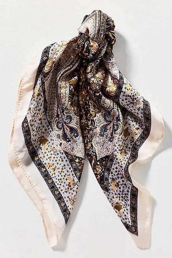 Anthropologie Scarf Hair Claw Clip - Green Pattern