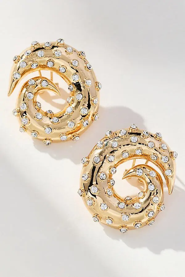 Anthropologie Swirl Crystal Drop Earrings - Gold