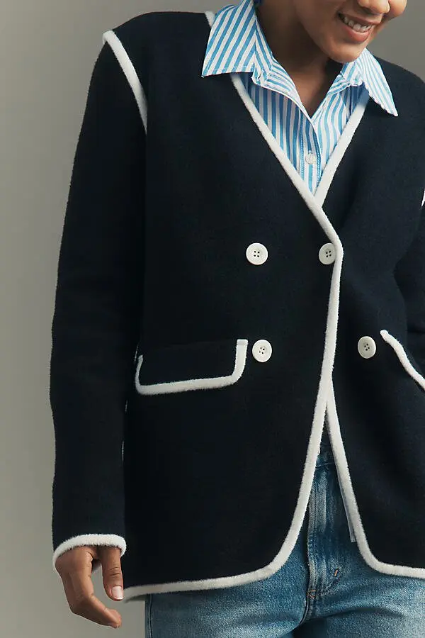 NVLT Knit Double-breasted Blazer Jacket