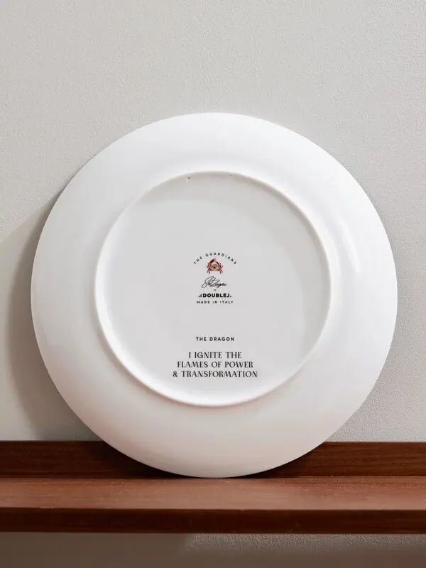 La DoubleJ The Dragon Gold-trimmed Porcelain Decorative Plate