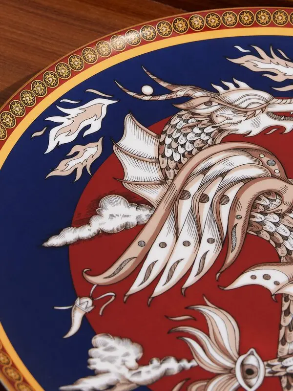 La DoubleJ The Dragon Gold-trimmed Porcelain Decorative Plate