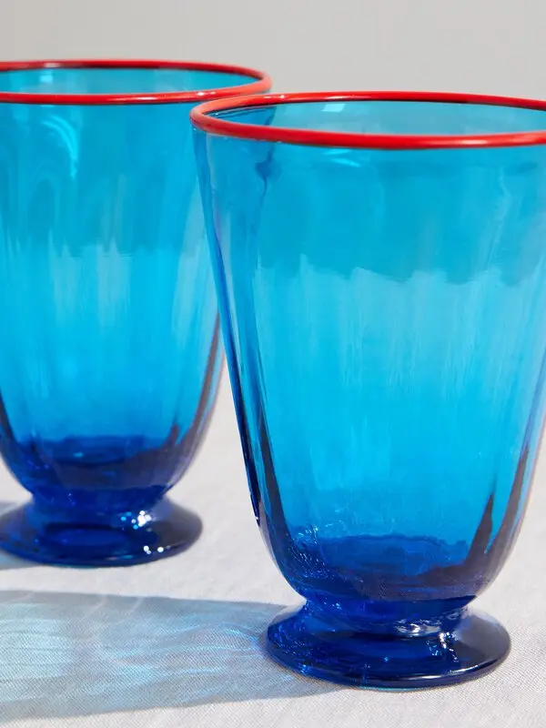 La DoubleJ Rainbow Set Of Two Murano Glasses - Blue