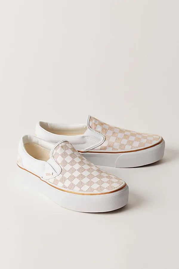VANS Checkered Metallic Platform Slip-on Sneakers