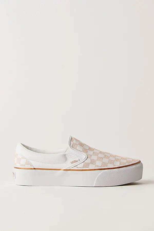 VANS Checkered Metallic Platform Slip-on Sneakers