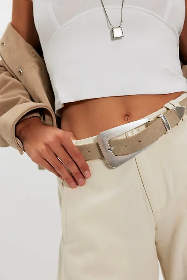 Free People Patcha Suede Belt - Biscotti