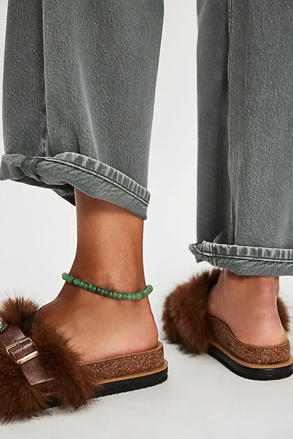 Free People Faux Fur Slides