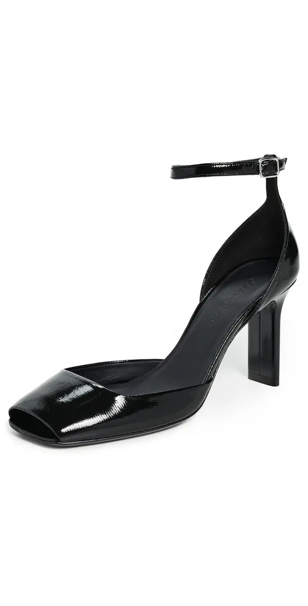 COURREGES 80 Vinyl Peep Toe Pumps - Black