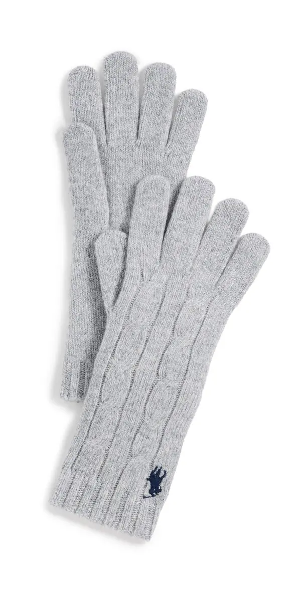 Ralph Lauren Wool Cashmere Cable Knit Gloves - Soft Grey