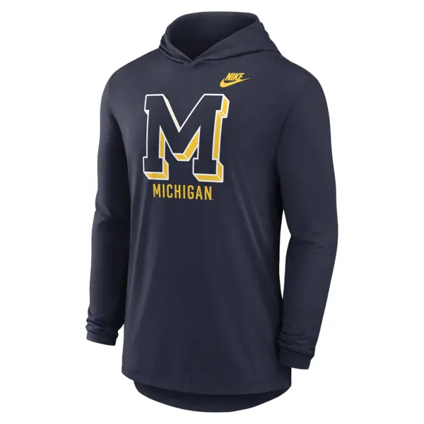 Nike Michigan Legacy Dri-fit College Long-sleeve Hooded T-shirt - Blue