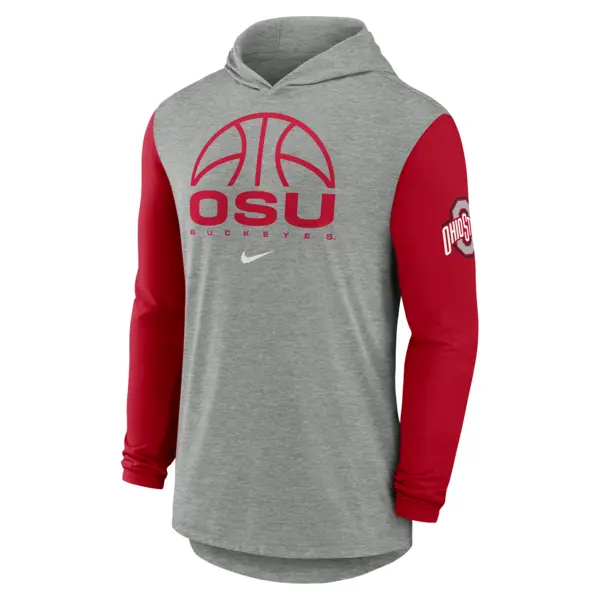 Nike Ohio State Basketball Dri-fit College Long-sleeve Hooded T-shirt - Grey