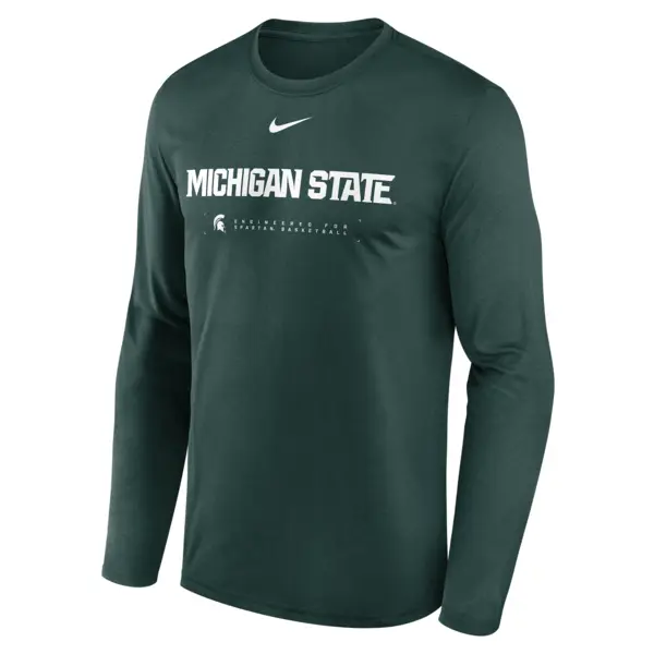 Nike Michigan State Courtside Basketball Shootaround Legend Dri-fit College Long-sleeve T-shirt - Green