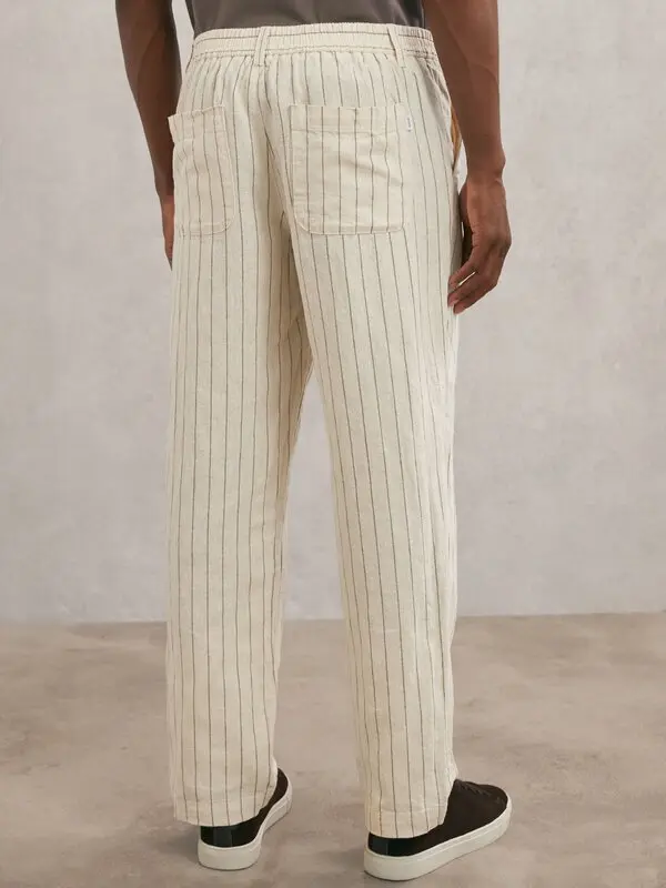 LES DEUX Linen-cotton Stripe Trousers