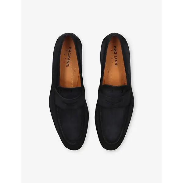 Magnanni Diezma Suede Penny Loafers - Navy