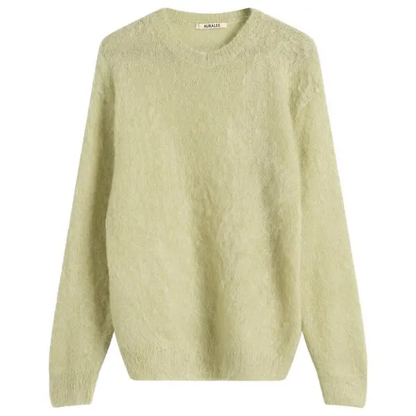 Auralee Mohair Knit Pullover - Light Khaki