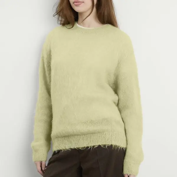 Auralee Mohair Knit Pullover - Light Khaki