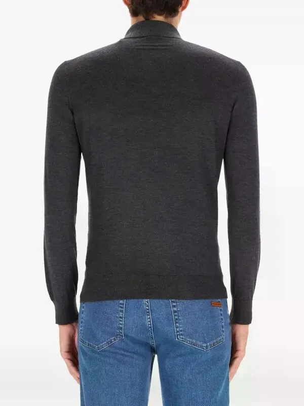 Zegna Long Sleeve Polo Shirt - Grey