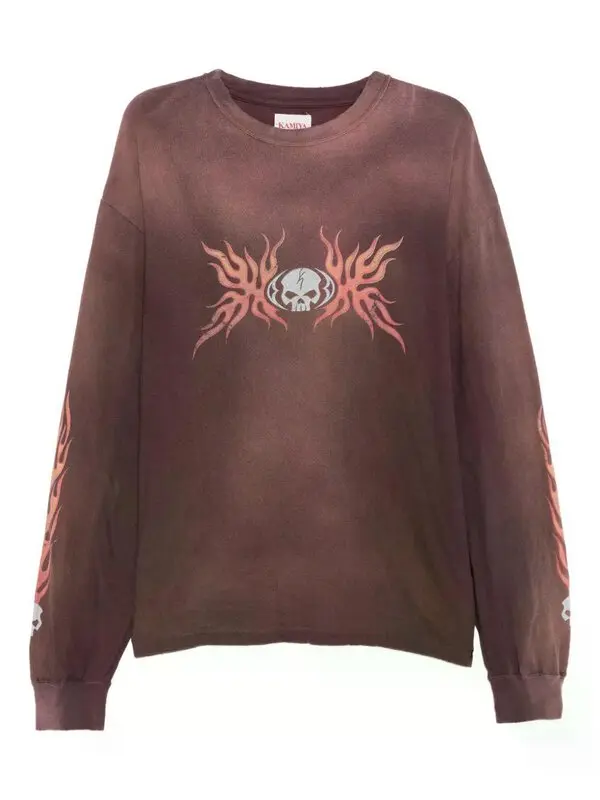 KAMIYA Skull-frame T-shirt - Brown