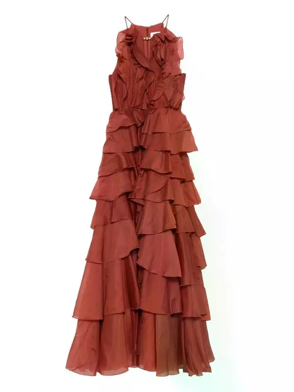 Aje Cleo Ruffled Tiered Maxi Dress - Orange