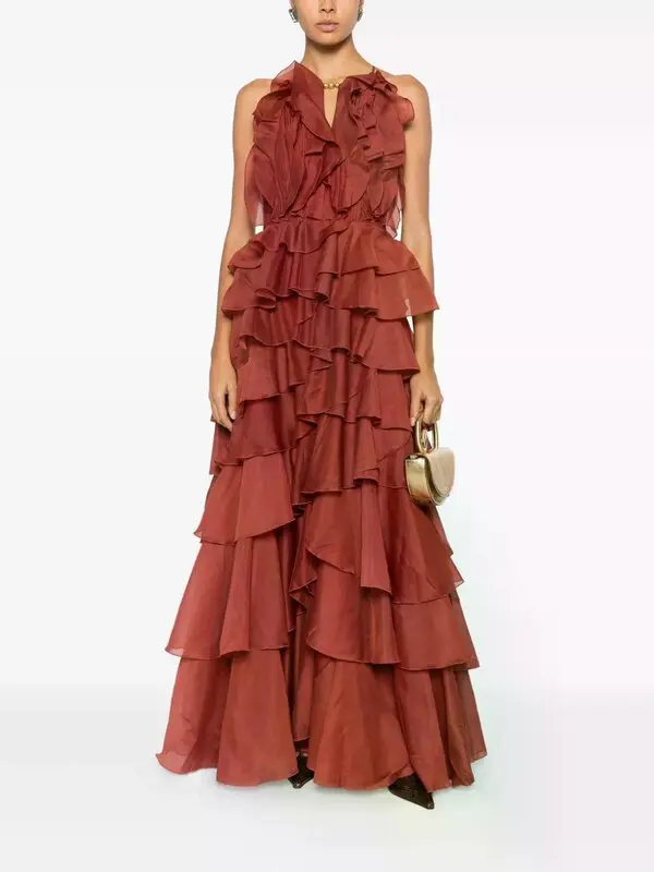 Aje Cleo Ruffled Tiered Maxi Dress - Orange