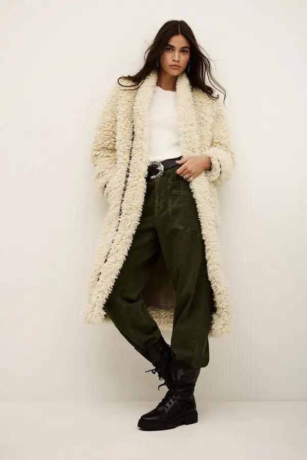 Ba&sh Cais Long Faux Fur Coat