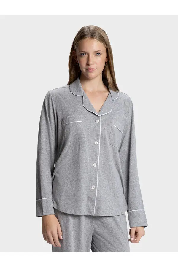 SARAH ALEXANDRA Long Sleeve Pajama Set: Lining - Silver