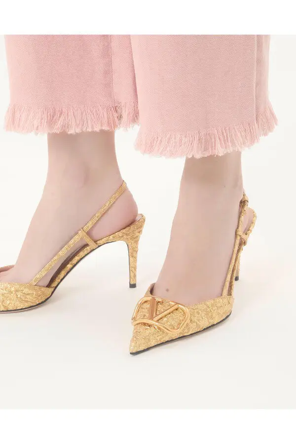 Valentino Garavani Vlogo Signature Slingback Pumps - Gold