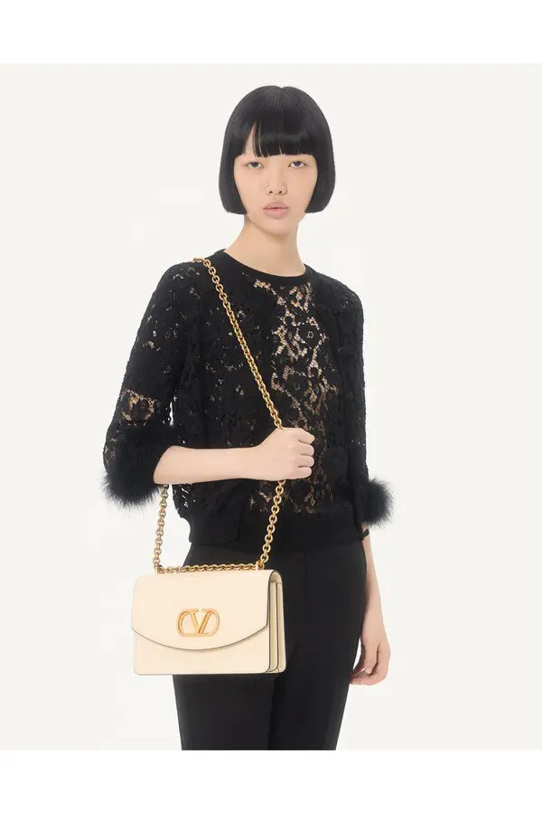 Valentino Garavani Lace And Cotton Cardigan With Feather Boa