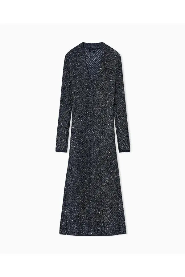 Giorgio Armani Viscose And Lurex Knit Long Cardigan With Sequins