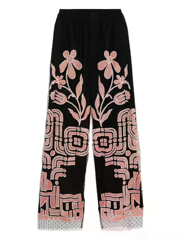 Biyan Floral-embroidered Trousers