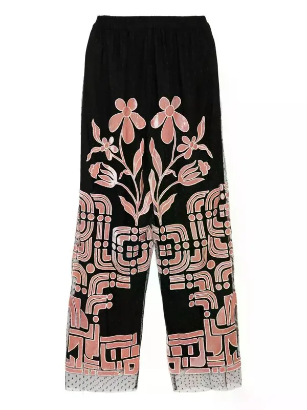 Biyan Floral-embroidered Trousers
