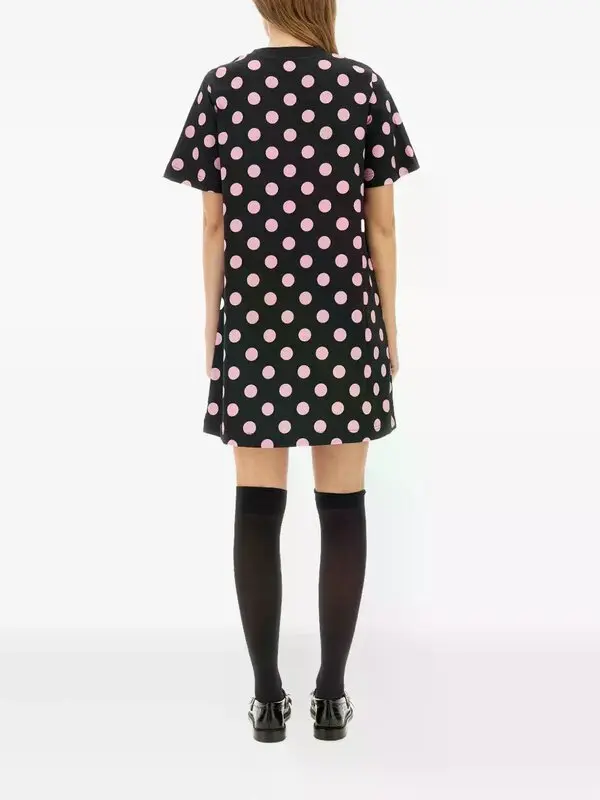 Moschino Polka-dot Teddy-print Midi Dress