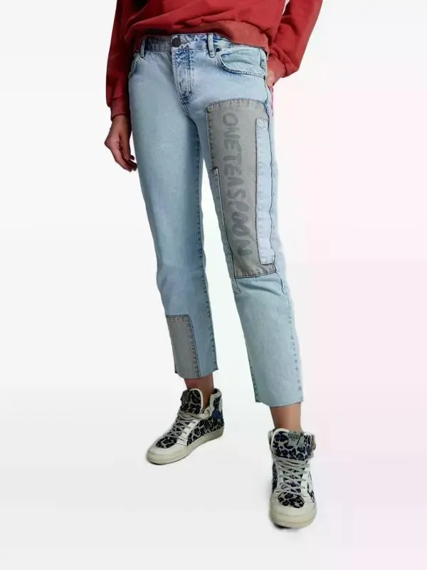 ONETEASPOON Patchwork Frayed Jeans