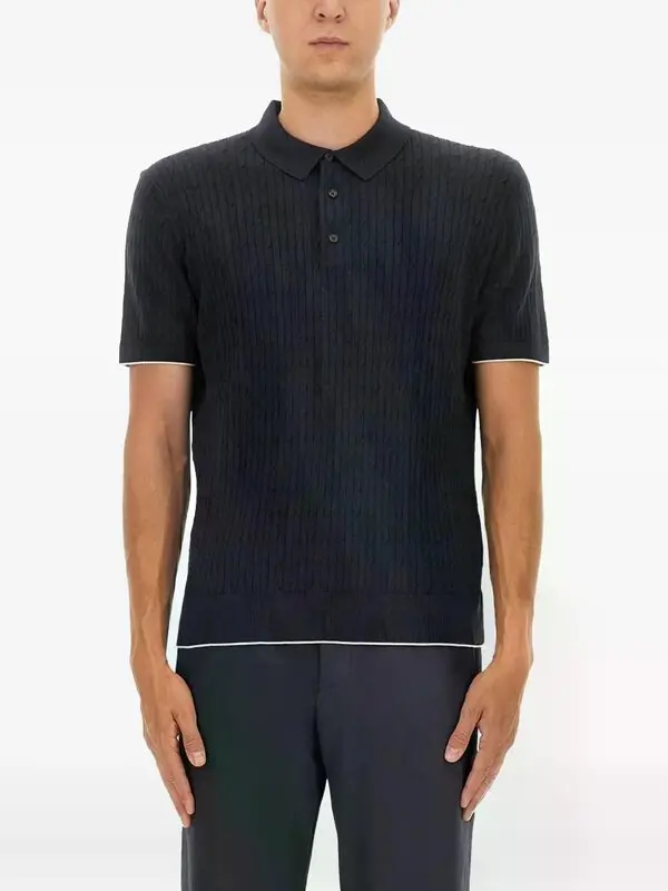 BOSS Ribbed Polo Shirt - Blue