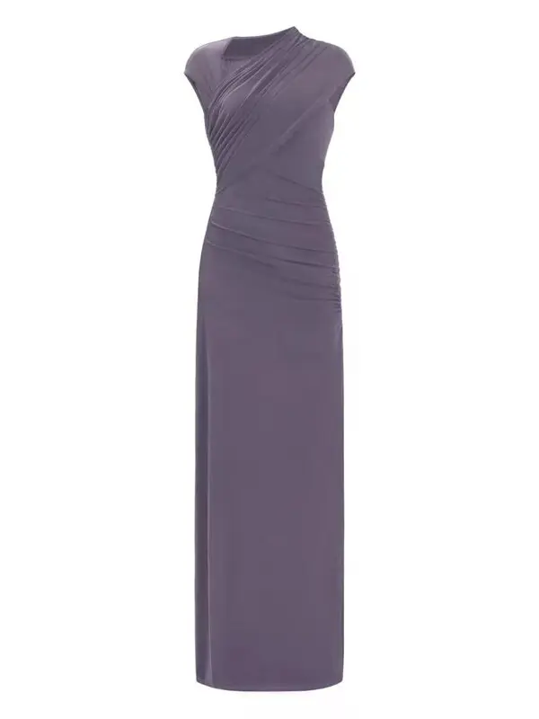 Herve Leger Asymmetric Ruched Maxi Dress