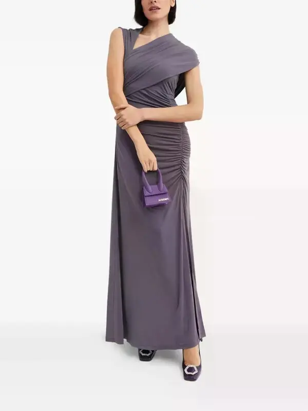 Herve Leger Asymmetric Ruched Maxi Dress